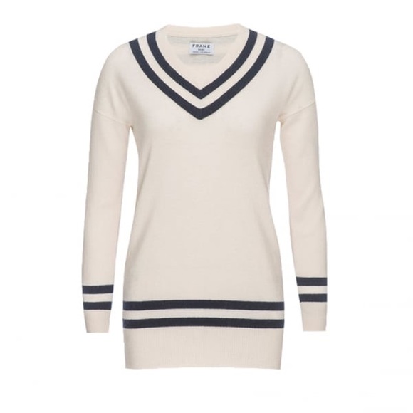 Frame Denim | Sweaters | Frame Varsity Vneck Sweater Womens Xs | Poshmark